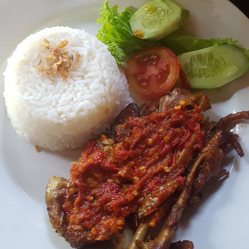 Village Fried Chicken Sambal Penyet Stock Image - Image of chicken ...