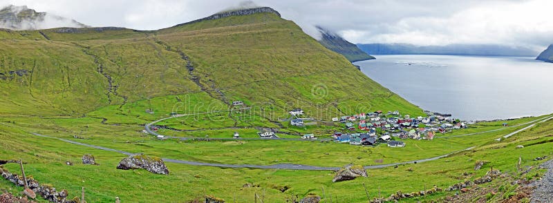 Village of Funningur on the Faroe Islands Stock Photo - Image of slope ...