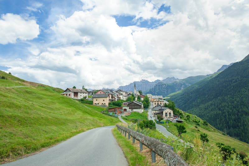 Village of Guarda in Swiss stock image. Image of village - 75517693