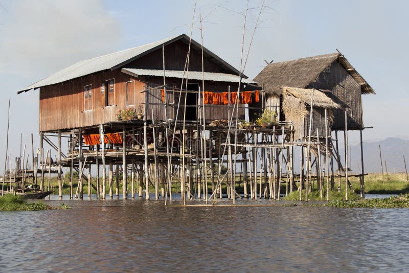 Village house on Inle Lake stock image. Image of water - 18797809