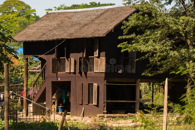 Village house in Myanmar stock photo. Image of sunshine - 186106166