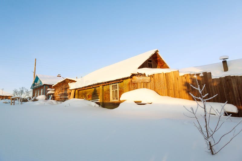 Village House in Snow and the Path Stock Photo - Image of season, land ...