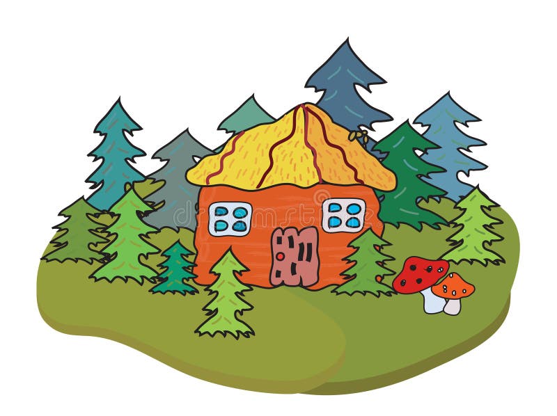 Village House and Trees Banner Stock Vector - Illustration of life ...
