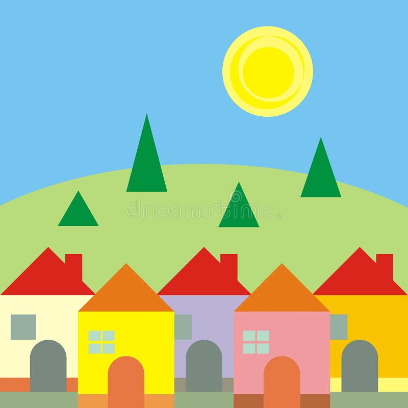 Village, icône de vecteur illustration de vecteur. Illustration du pays ...