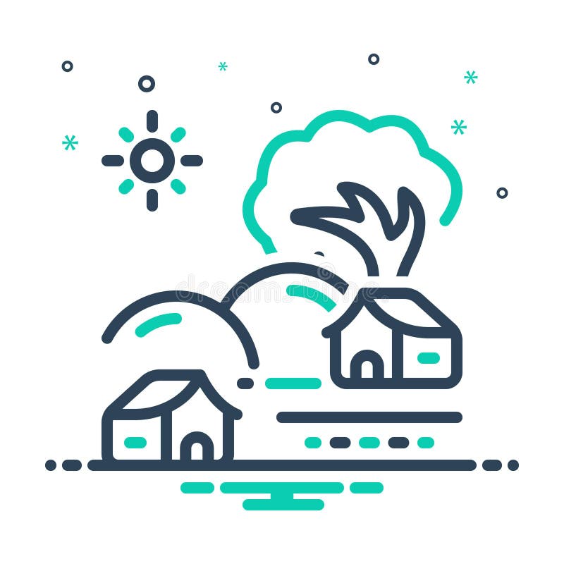 Mix Icon for Village, Rural and Hut Stock Vector - Illustration of ...