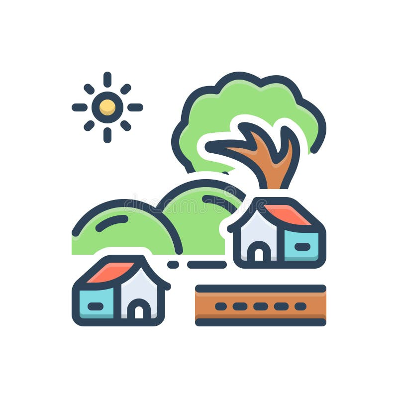 Color Illustration Icon for Village, Rural and Area Stock Vector ...