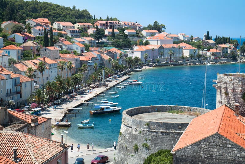 Village on Island Korcula. Croatia Stock Image - Image of blue, travel ...