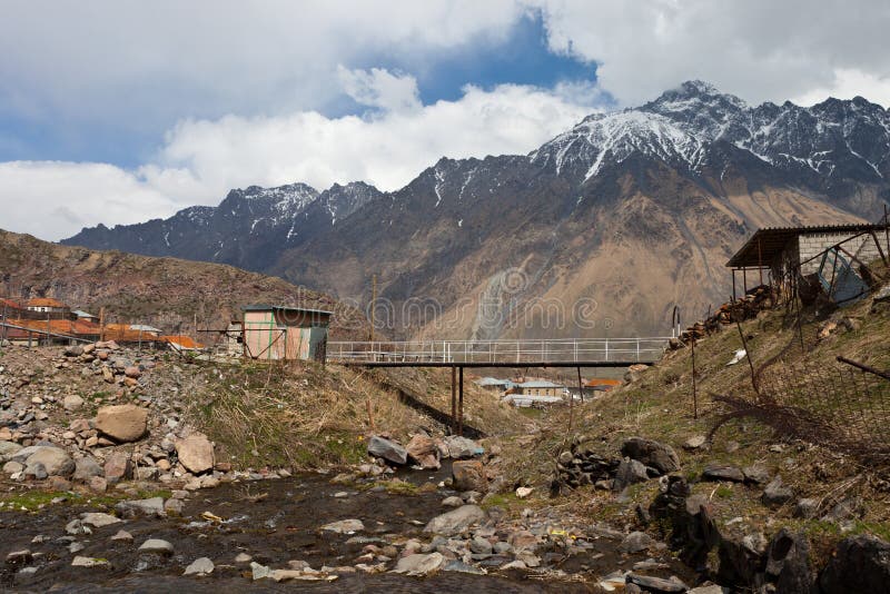 The village Kazbegi stock photo. Image of meadow, peak - 31357256