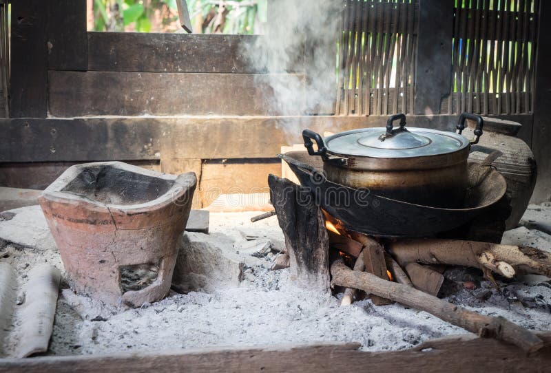 Village Kitchen Rice Cooking Stock Image - Image of metal, steel: 63371807