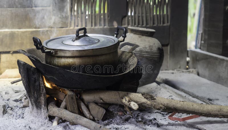 Village Kitchen Rice Cooking Stock Image - Image of village, cook: 63371813