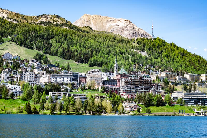 The Village of St. Moritz, Engadine, Switzerland Stock Photo - Image of ...