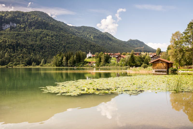Village at lake Weissensee stock photo. Image of europe - 64876122