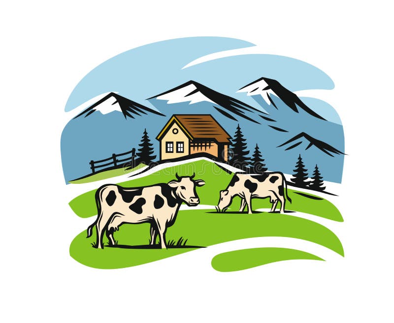 Village and landscape farm stock vector. Illustration of landscape ...