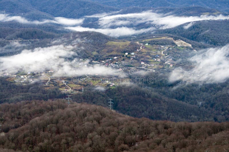 The Village at the Mountain Ahun Stock Image - Image of scene, rock ...