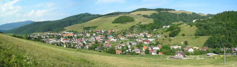 Village Panorama. Slovakia. Stock Photo - Image of cloudy, grass: 12842856