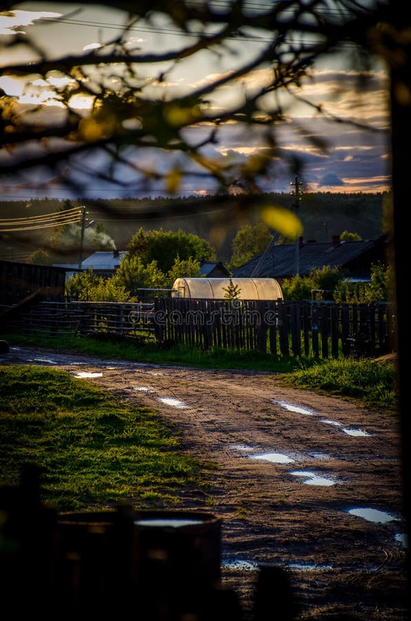 Village Path with Puddles after Rain Stock Photo - Image of rain, path ...