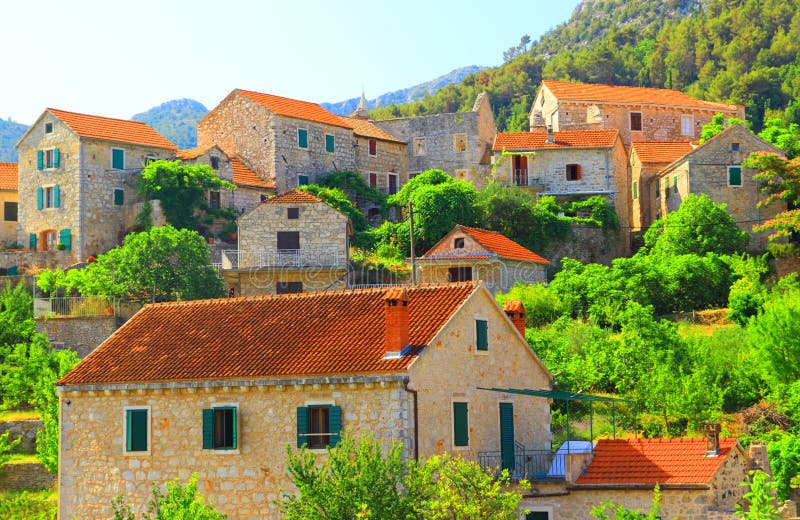 Village Pitve stock photo. Image of panorama, famous - 95890310