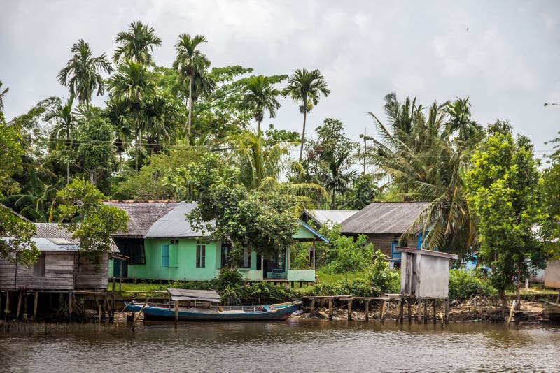 The Village Riverside in Countryside in Blue Sky Stock Image - Image of ...