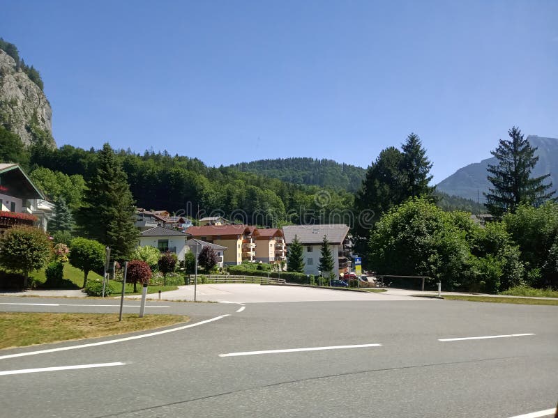 Village side view stock image. Image of surrounded, lake - 153564567