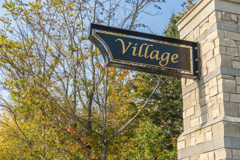 Village Sign on Stone Pillar Stock Photo - Image of sign, fall: 79005170