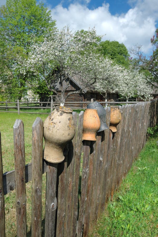 Village Spring stock image. Image of grow, fence, landscape - 12553521