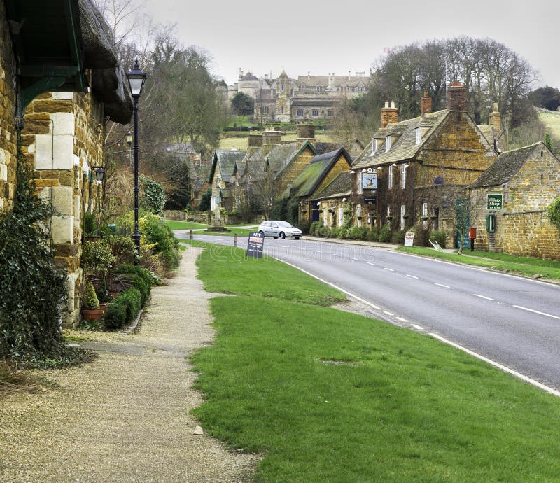 Village street stock image. Image of england, overcast - 4196379