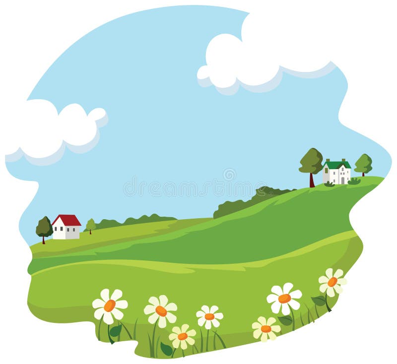 Village summer landscape stock vector. Illustration of foliage - 5741086