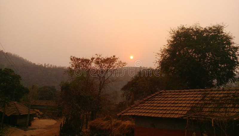 Village in sunset stock image. Image of evening, india - 132846319