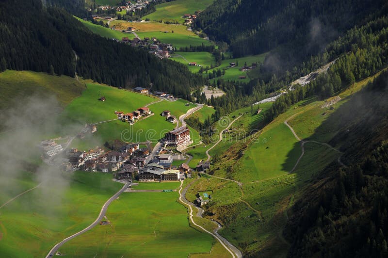 Village in Tyrolean valley stock image. Image of fall - 11025011