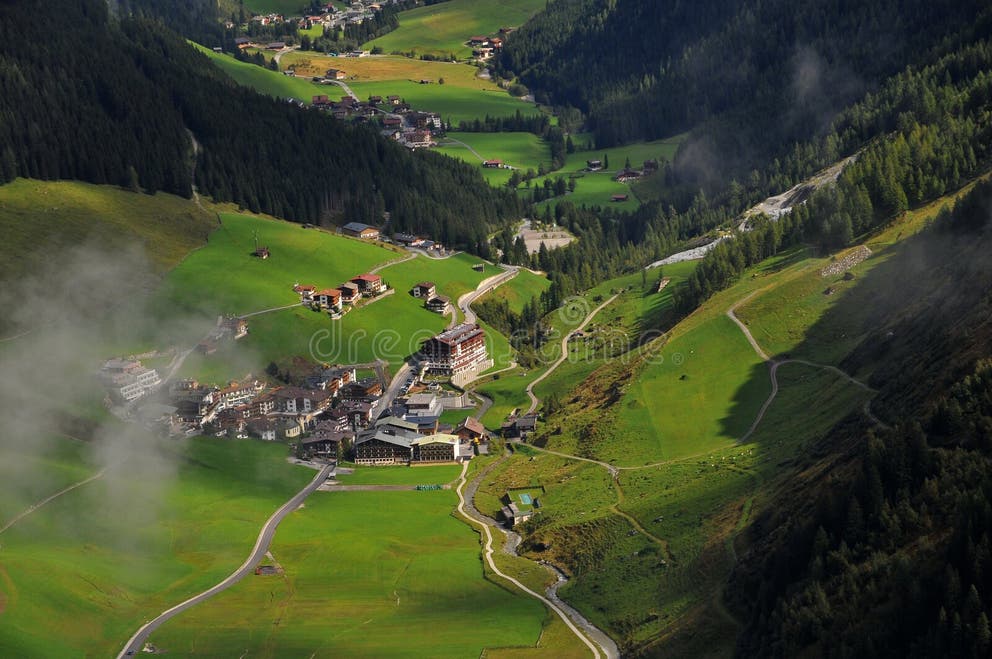 Village in Tyrolean valley stock image. Image of fall - 11025011