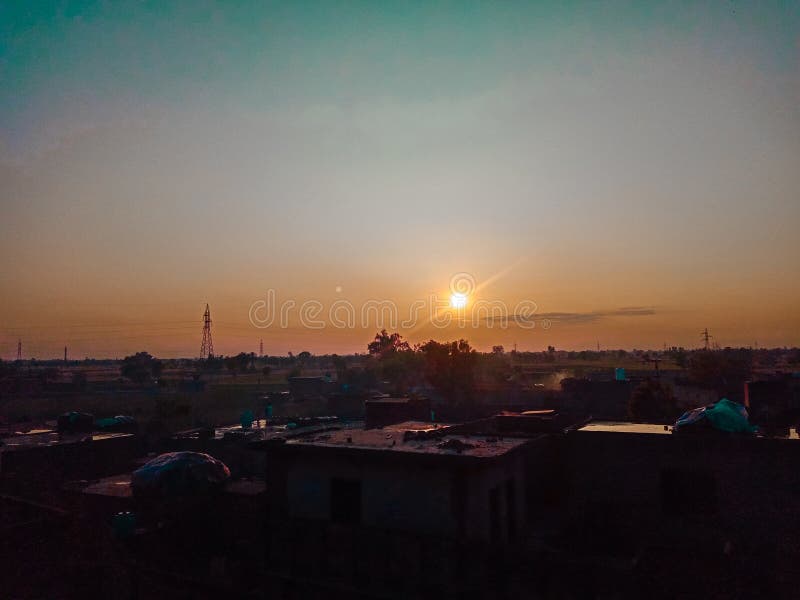 Village View Sunset in Pakistan from Top Stock Image - Image of view ...