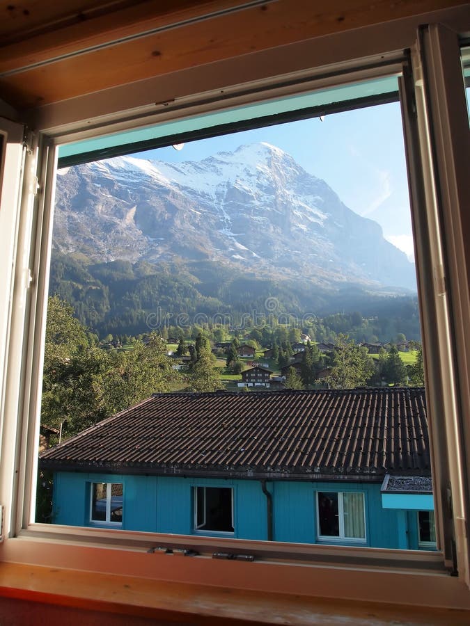 Village View from Window at Jungefrau Switzerland Stock Photo - Image ...