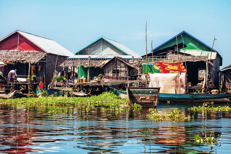The village on the water stock image. Image of boat, asia - 26470333