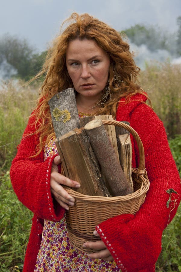 Village Woman Witch in Countryside Stock Photo - Image of outdoors ...