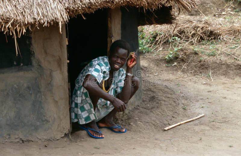 A Villager Outside a Hut, Uganda. Editorial Stock Image - Image of ...