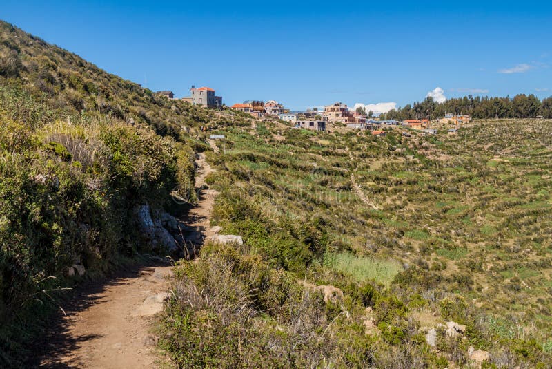 Villaggio Yumani Su Isla Del Sol Immagine Stock - Immagine di traccia ...