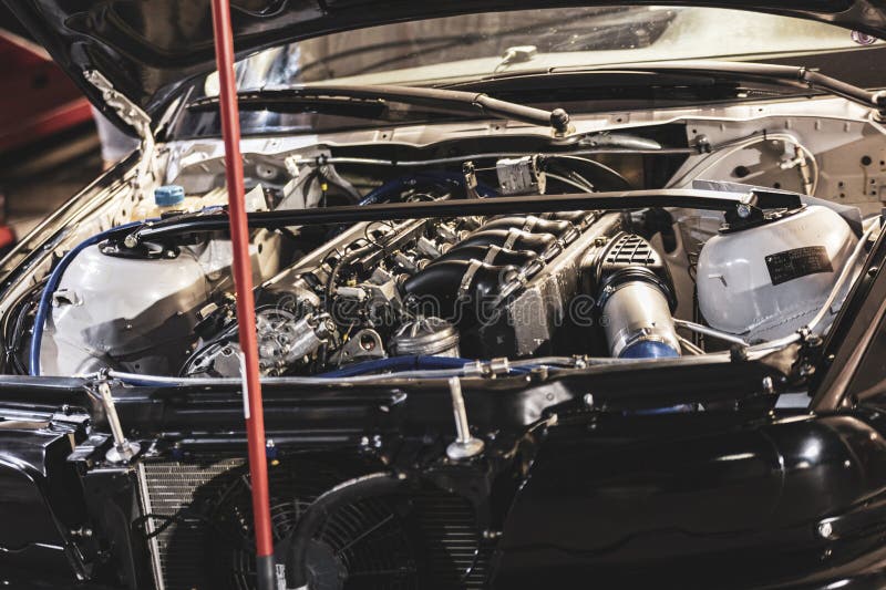 Modified Drift Car Engine Exposed Editorial Image - Image of engine ...