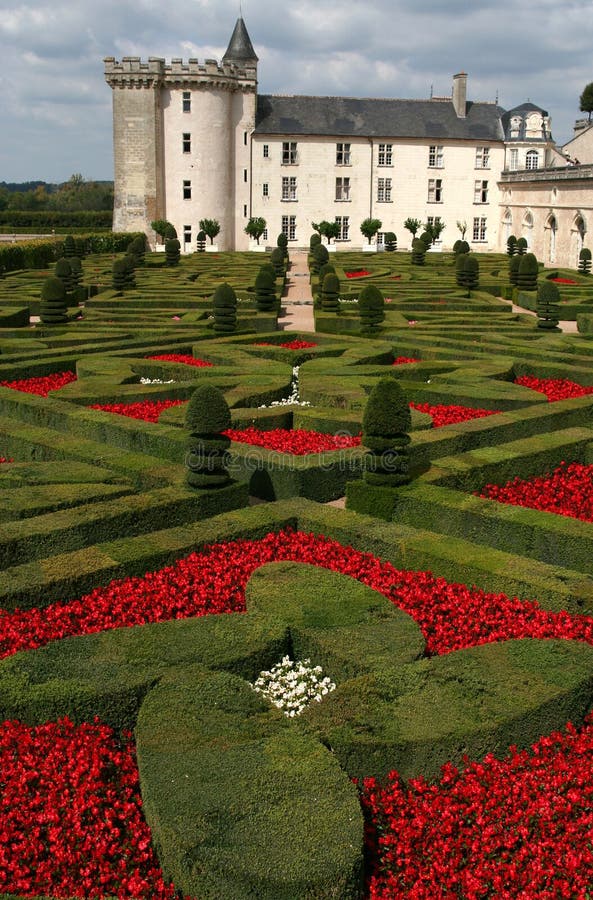 Villandry Castle with Garden Stock Photo - Image of history, garden ...