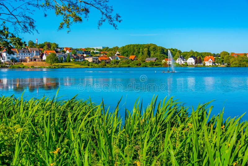 Villas on a Shore of Kolding Lake, Denmark Stock Image - Image of water ...