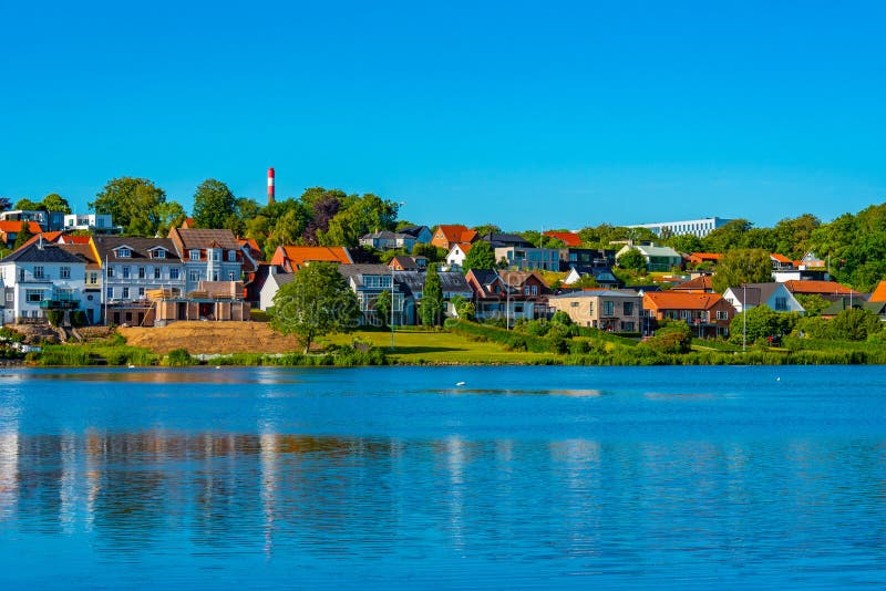 Villas on a Shore of Kolding Lake, Denmark Stock Image - Image of ...
