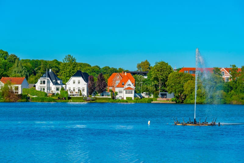 Villas on a Shore of Kolding Lake, Denmark Stock Image - Image of ...