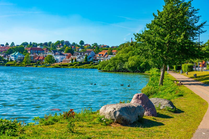 Villas on a Shore of Kolding Lake, Denmark Stock Image - Image of ...