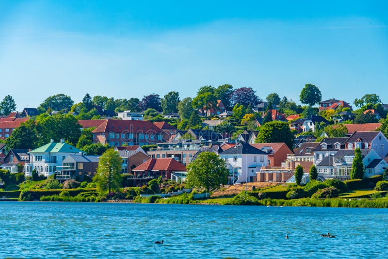 Villas on a Shore of Kolding Lake, Denmark Stock Image - Image of ...
