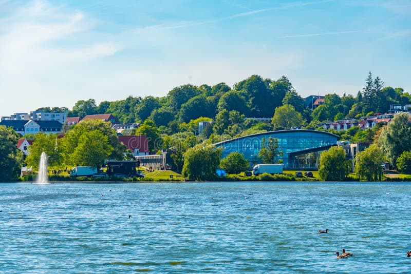Villas on a Shore of Kolding Lake, Denmark Stock Image - Image of ...