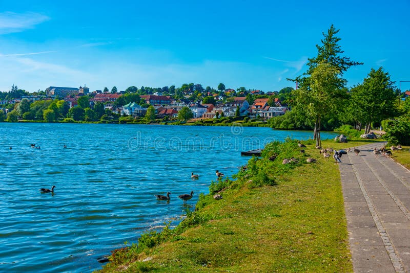 Villas on a Shore of Kolding Lake, Denmark Stock Image - Image of ...