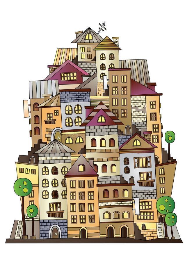 Ville De Dessin De Vecteur De Bande Dessinée Illustration de Vecteur ...