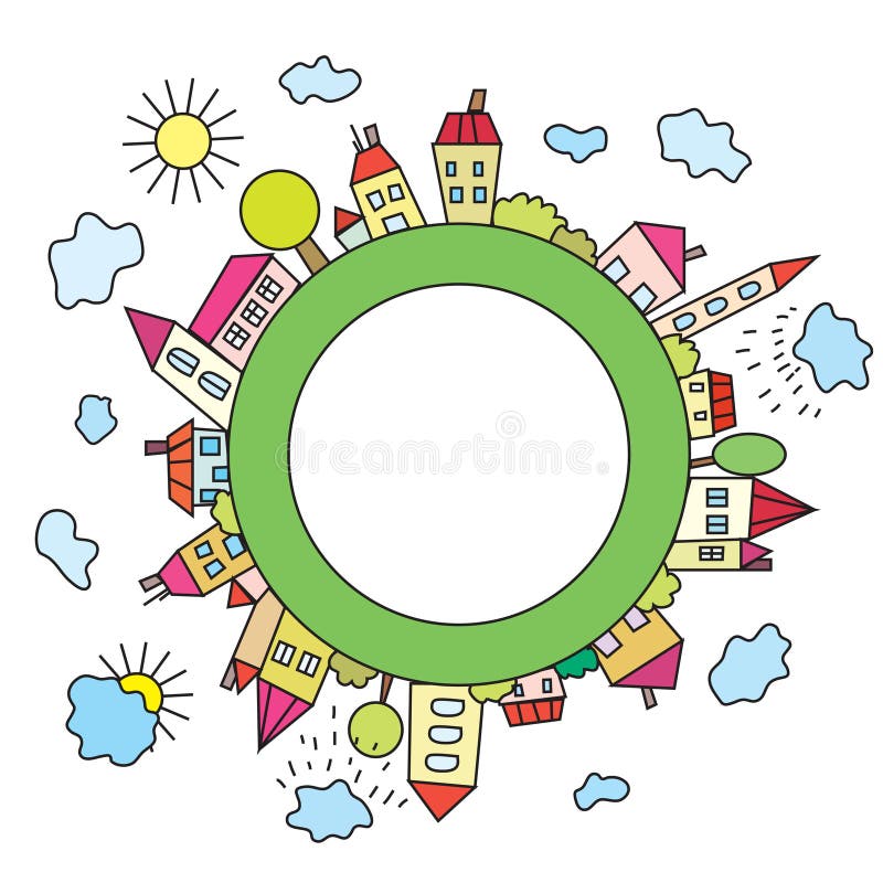 Ville Enfantine De Dessin Animé Illustration de Vecteur - Illustration ...