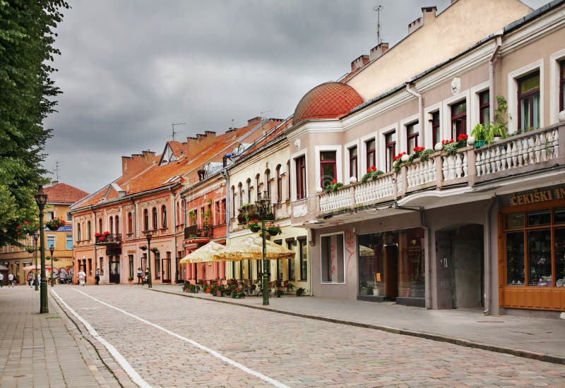 Vilniaus Street in Kaunas. Lithuania Editorial Stock Image - Image of ...