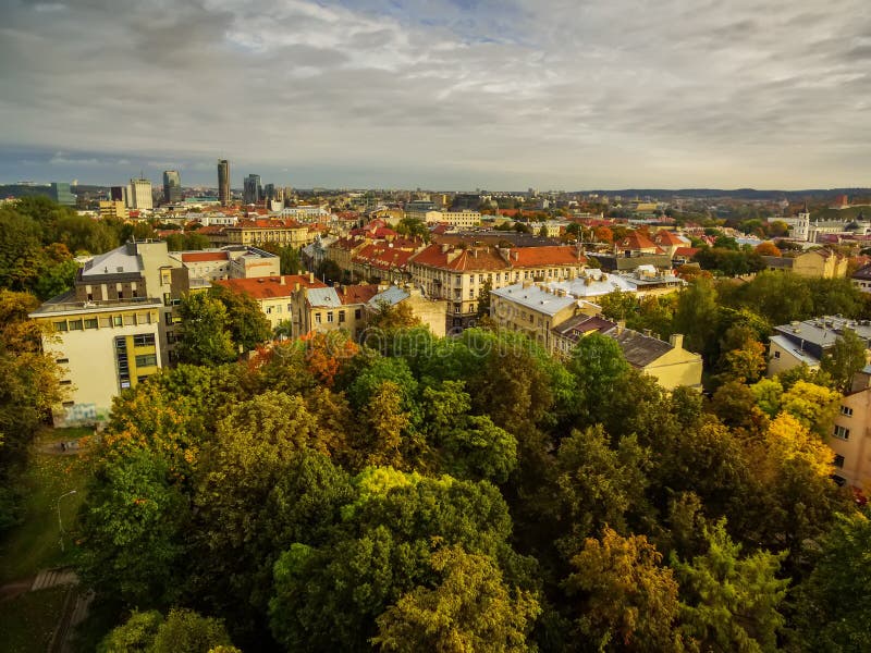 Vilnius, Lithuania: Aerial Top View of Old Town in Autumn Stock Photo ...