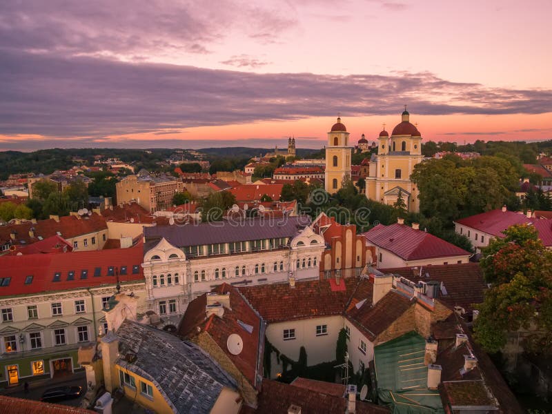 Vilnius, Lithuania: Aerial Top View of the Old Town Stock Photo - Image ...